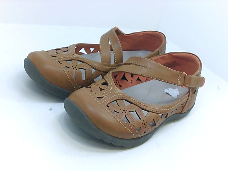 Bare Traps Womens Ferra Leather Closed Toe Mary Jane Flats Caramel Size 75 83 Ebay