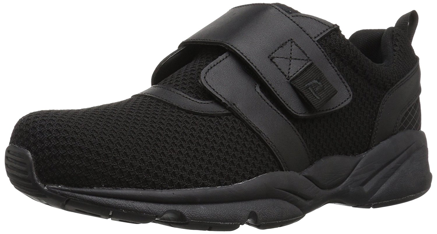 Propét Mens STABILITY Fabric Low Top Buckle Fashion Sneakers, Black ...