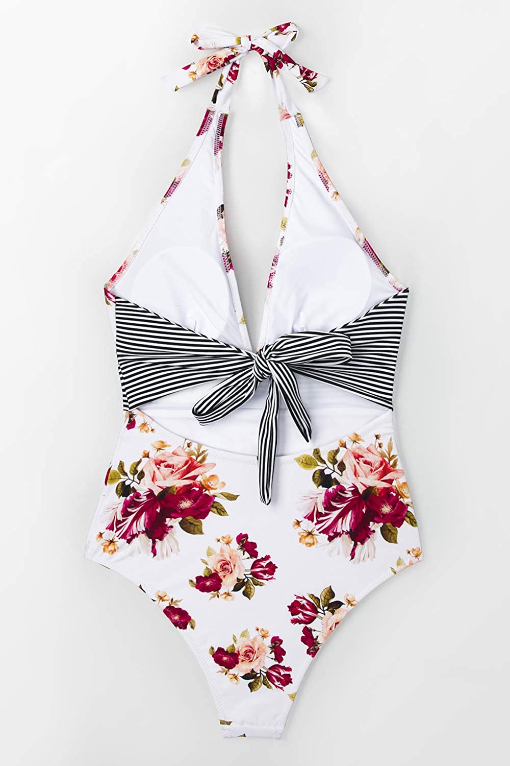 Cupshe Womens Floral Halter Tie Deep V Neck One Multicolored Size X