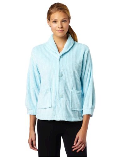 Casual Moments Womens Bed Jacket With Shawl Collar,, Light Aqua, Size X ...