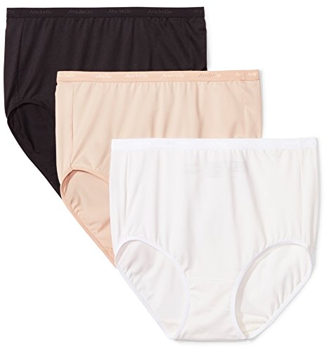 Arabella Women's Standard Microfiber Brief, Black/Sunbeige/White, Size ...