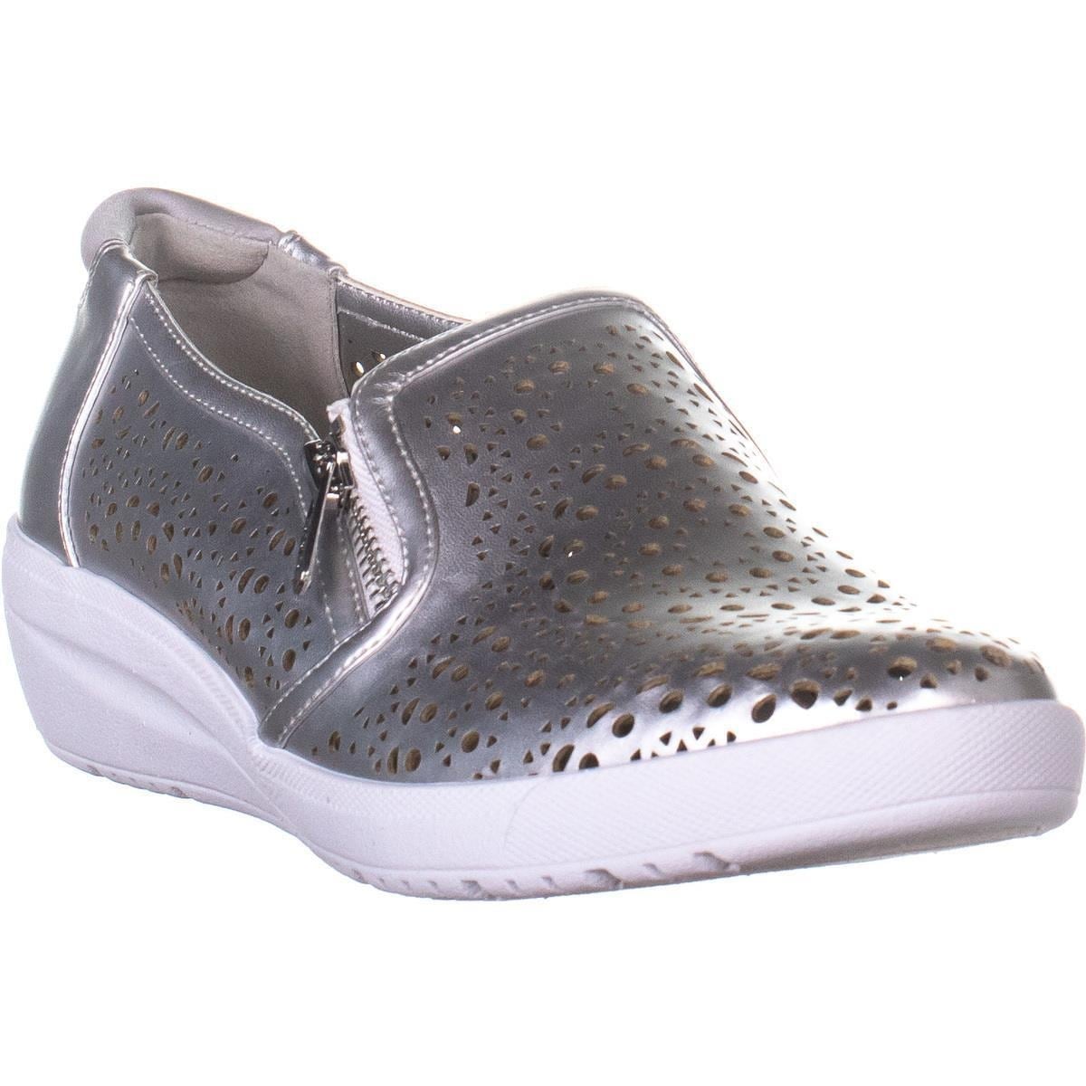 Anne Klein Womens Yvette6 Low Top Zipper Fashion Sneakers, Silver, Size ...