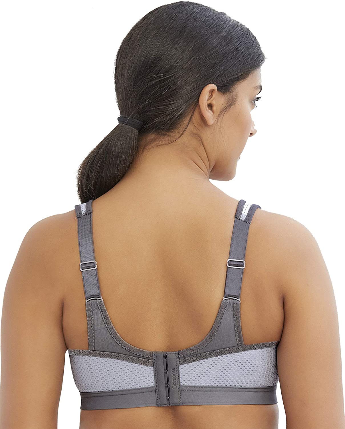 Glamorise Womens Plus Size Full Figure High Impact Wonderwire Gray
