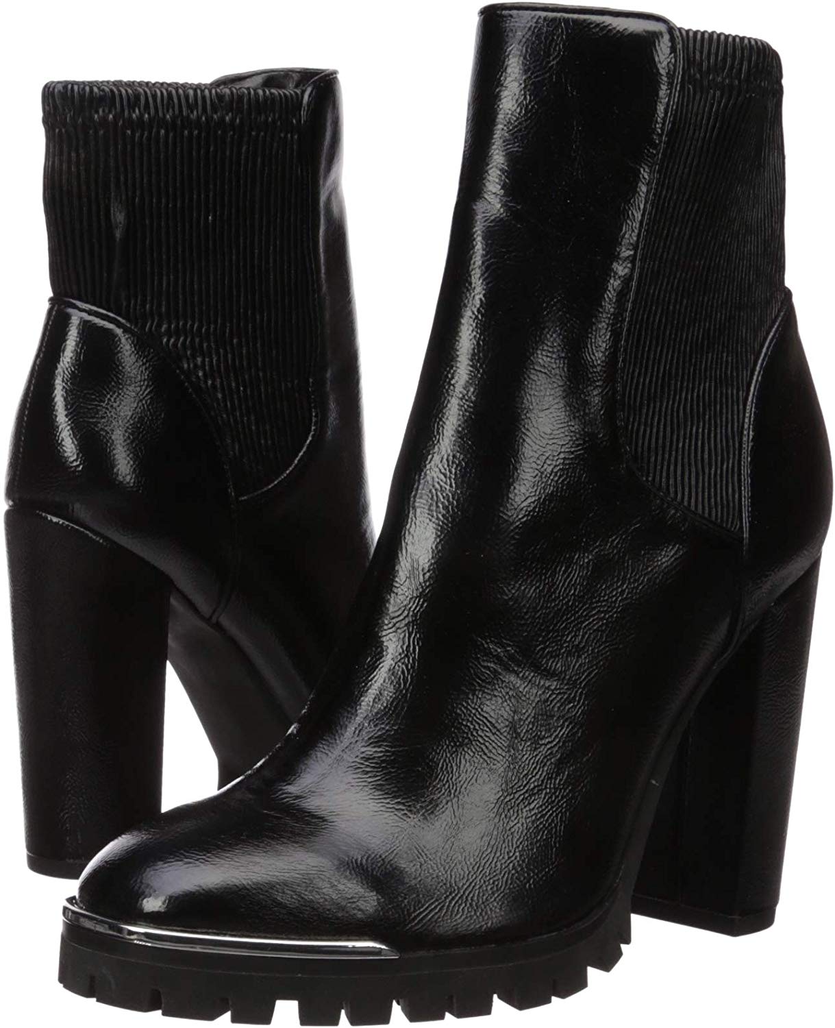 BCBGeneration Women's Shoes Leah Text Rodi Fabric Square Toe Ankle ...