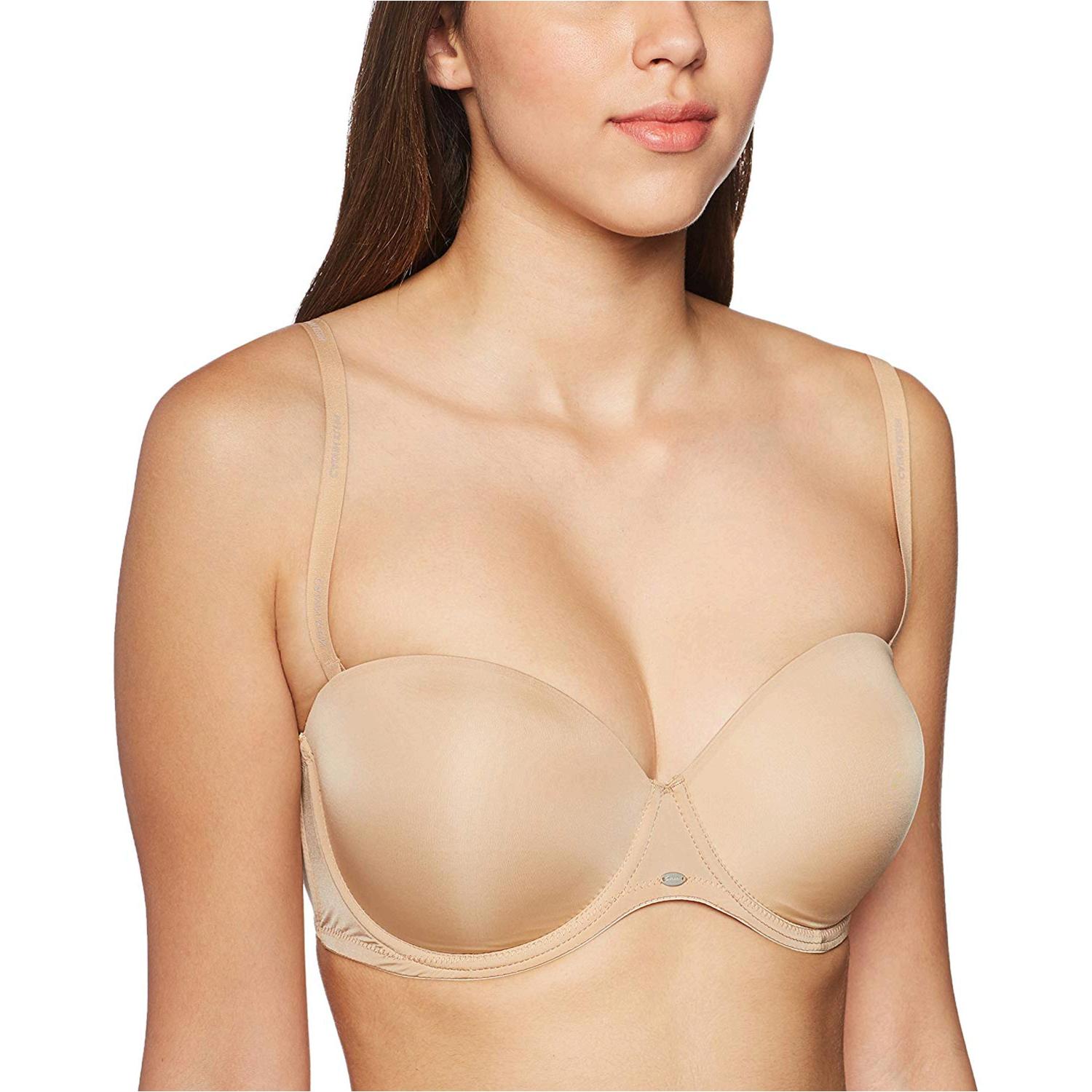 Calvin Klein Womens Naked Glamour Strapless Push Up Buff Size 34d
