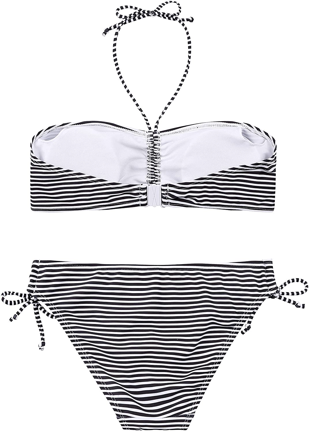 Nuoyanmei Womens High Cut Bandeau Bikini Set Strapless Black Size X