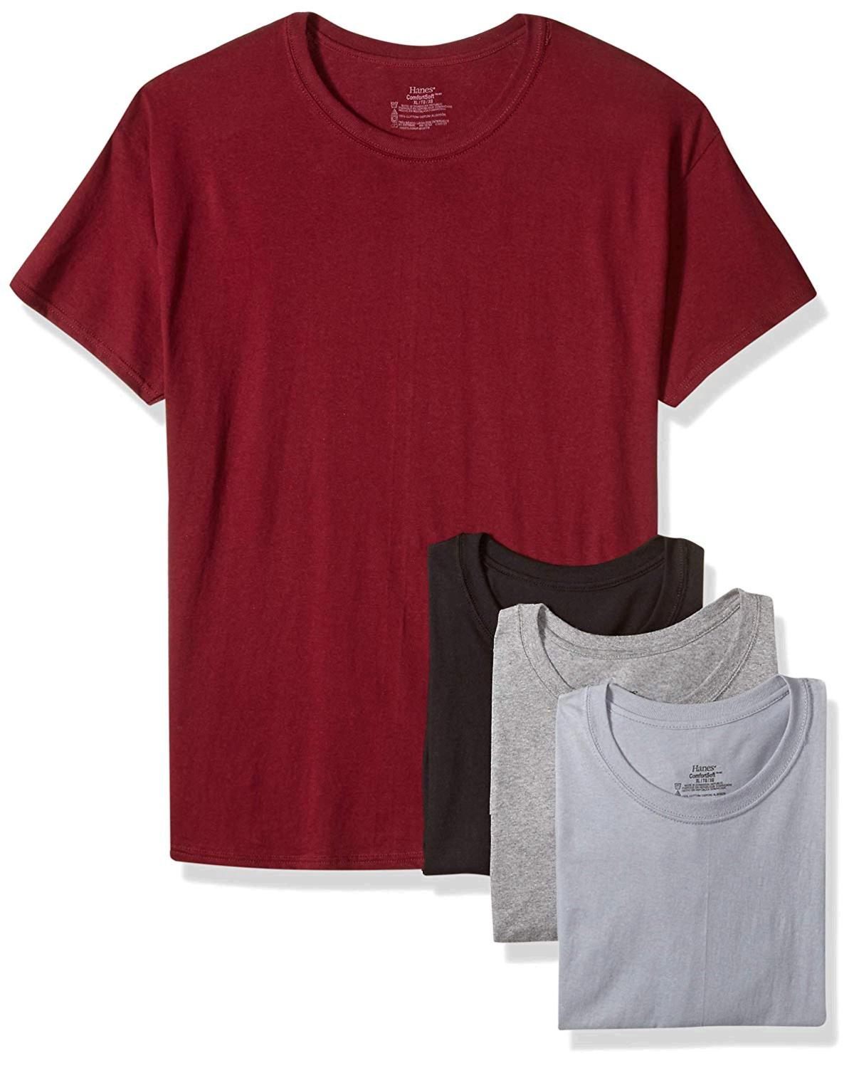 Hanes Mens Freshiq Comfortsoft Crewneck T Shirt 4 Pack Assorted