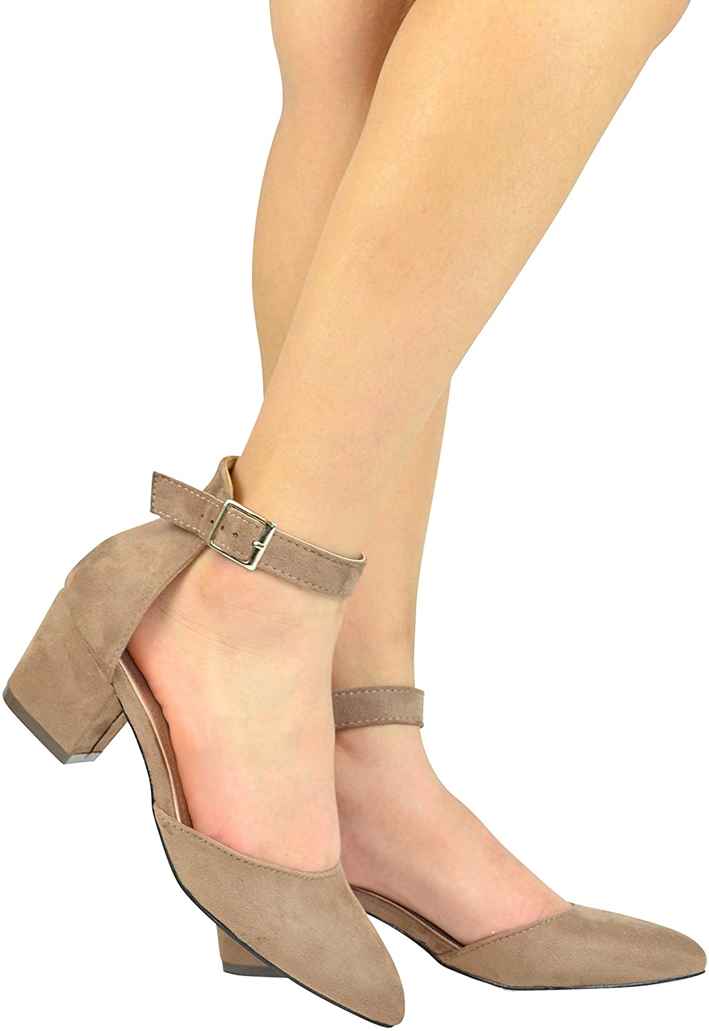 Cambridge Select Womens Closed Pointed Toe Strappy Ankle Taupe Imsu