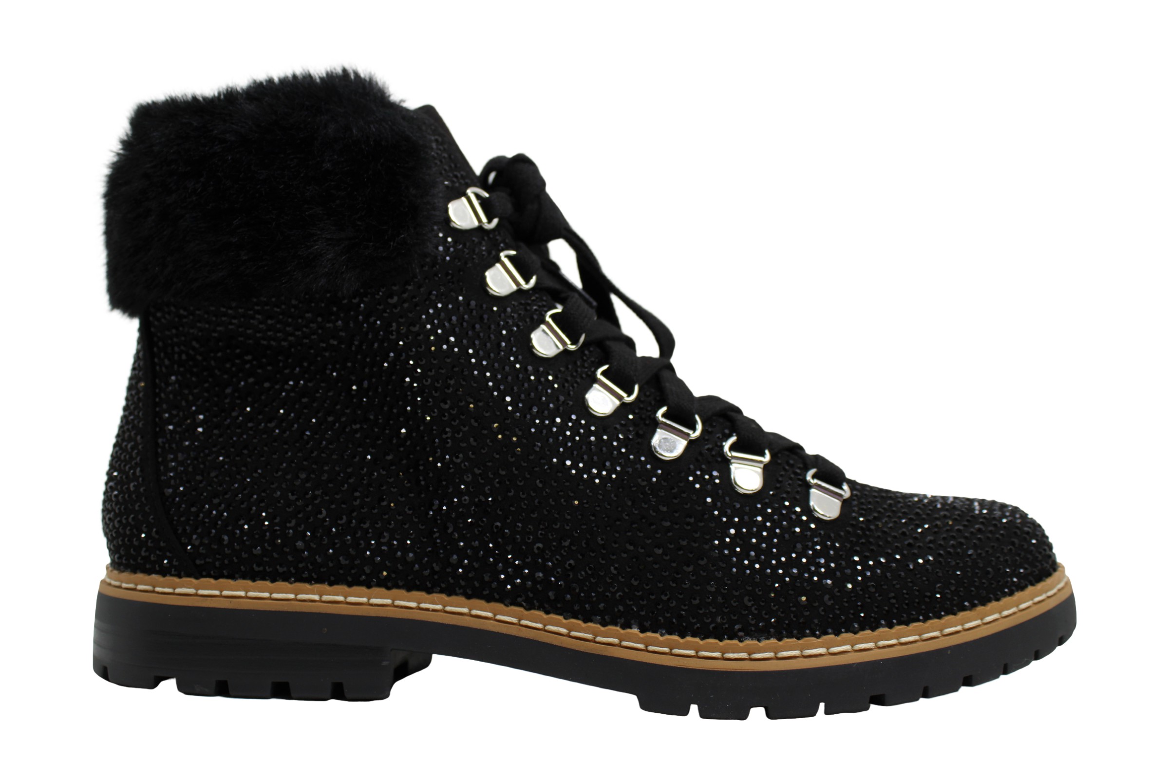 Inc International Concepts Women's Shoes Pravale Faux Fur Black Bling ...