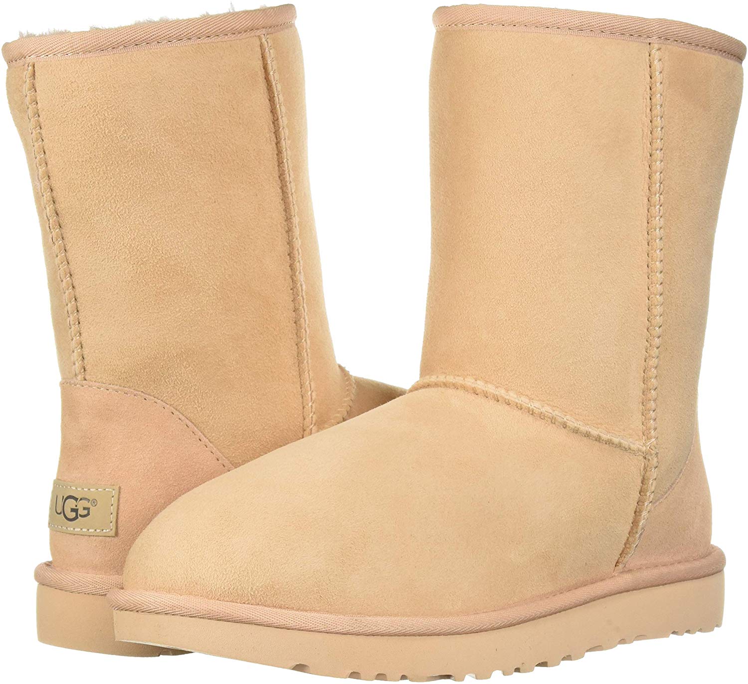 Ugg Australia Womens Classic Short II Leather Round Toe, Amber Light ...