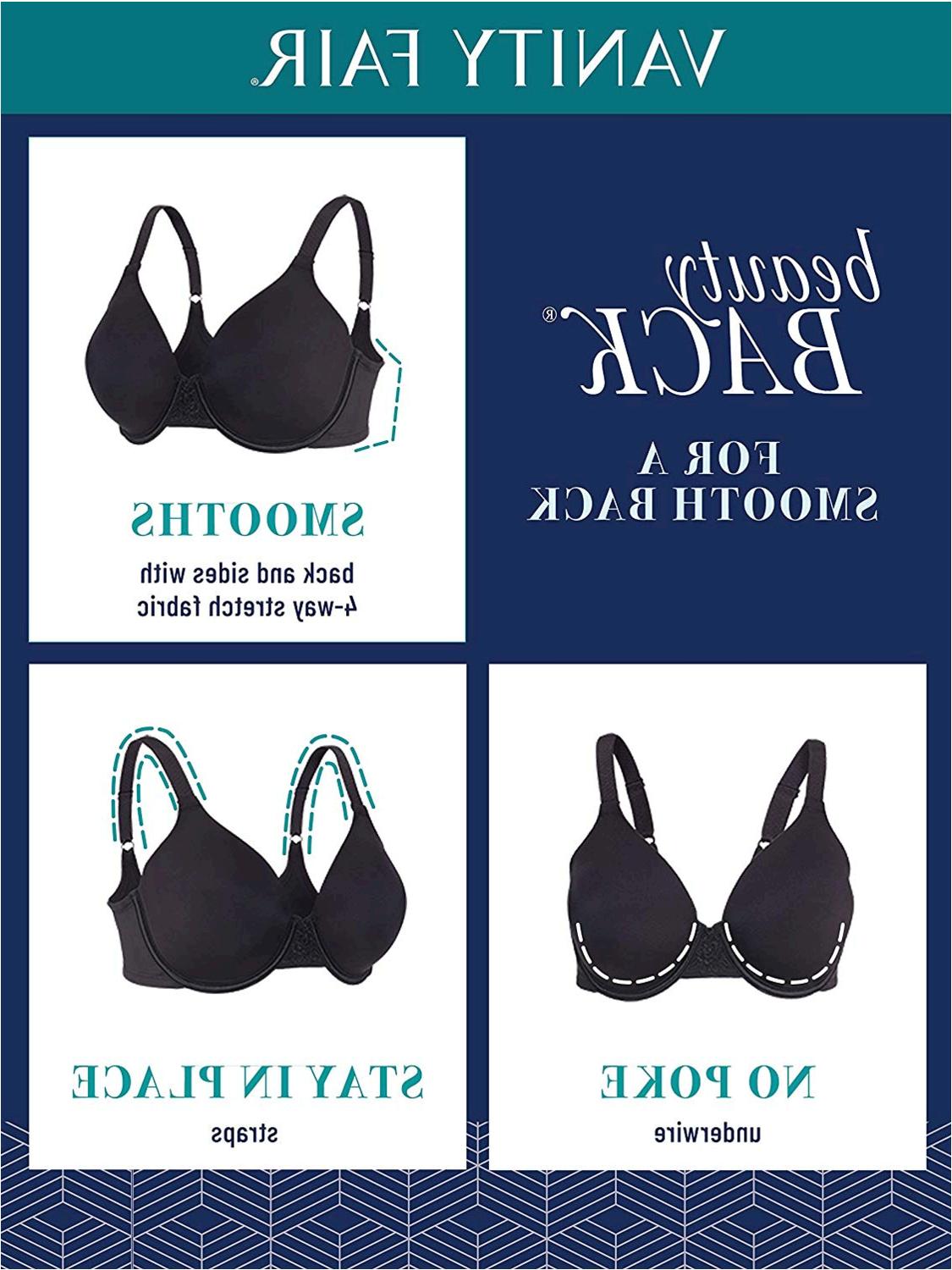 Vanity Fair 76380 Beauty Back Smoother Underwire Bra 44 D Midnight ...