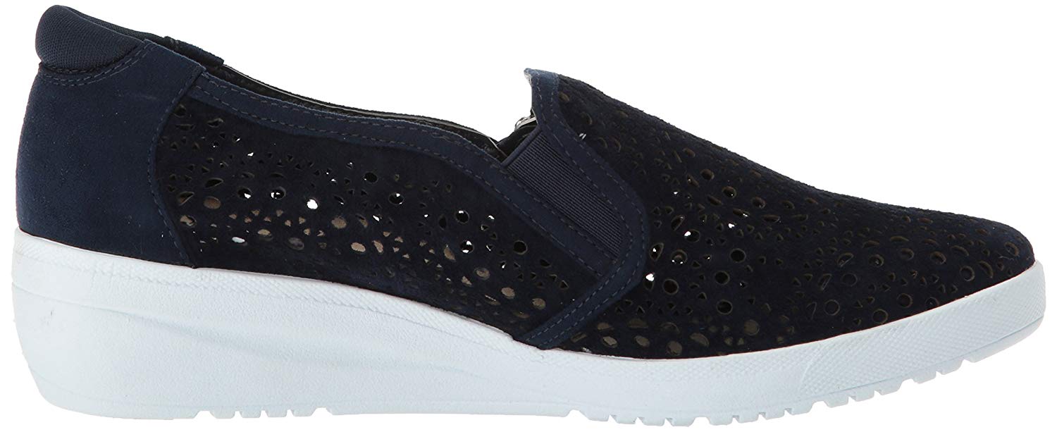 Anne Klein Womens Yvette Leather Low Top Zipper Fashion Sneakers, Blue ...