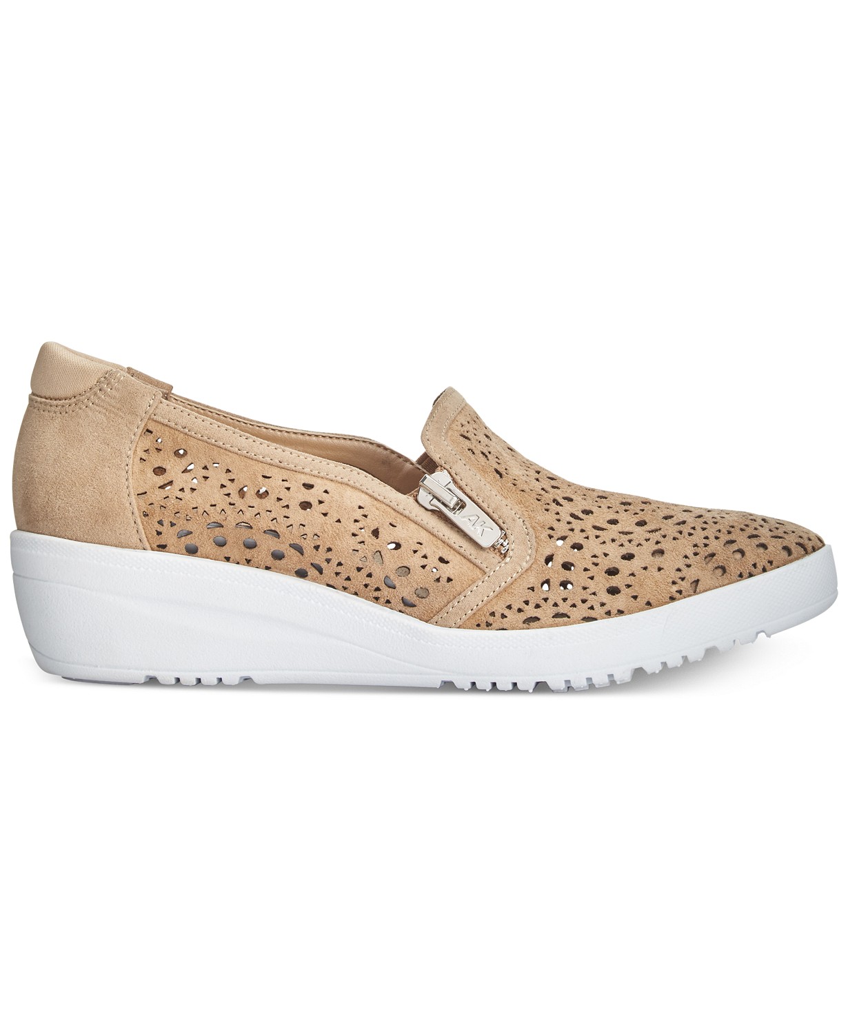 Anne Klein Womens Yvette Leather Low Top Zipper Fashion Sneakers, Tan ...