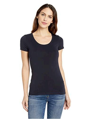 Brand - Lark & Ro Women's Short Sleeve Scoop Neck, Navy, Size X-Small ...