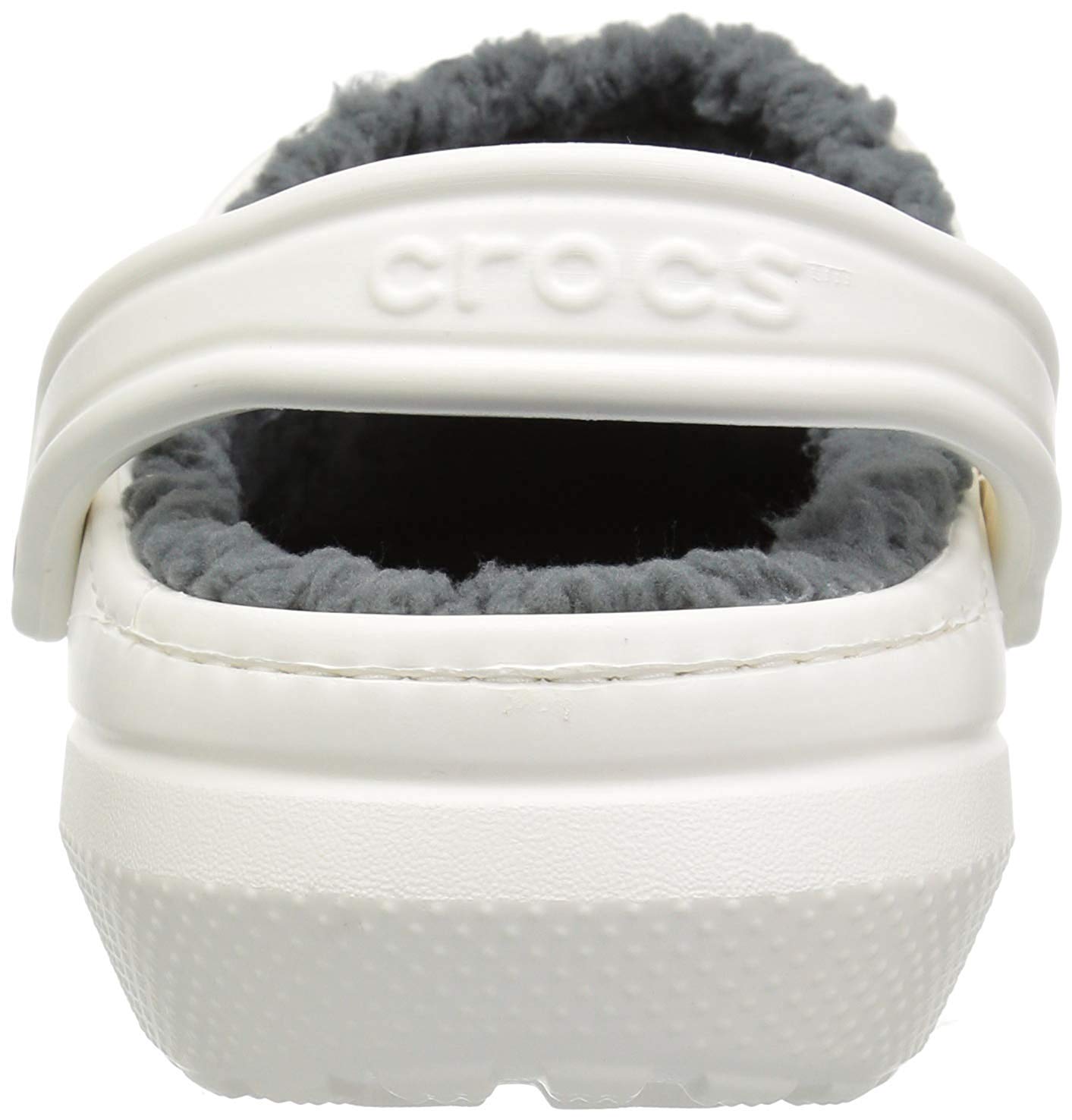 Crocs Women's Shoes Fuzz-Lined Rubber Closed Toe Slip On, White/Grey ...