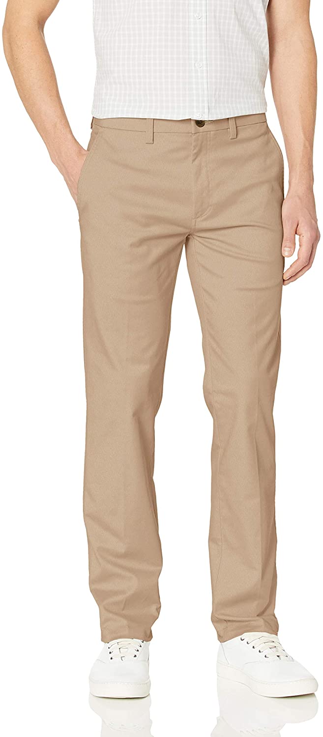 Haggar Mens Premium Comfort Khaki Flat Front Slim Medium Khaki Size